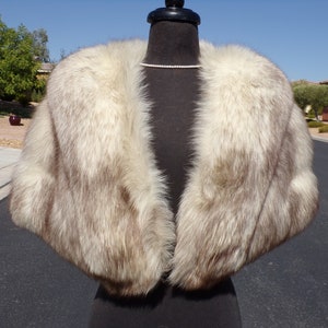 M 8-10 Real BLUE FOX Fur Stole Stoll Shawl Wrap, Ivory W Gray Tips, by ...