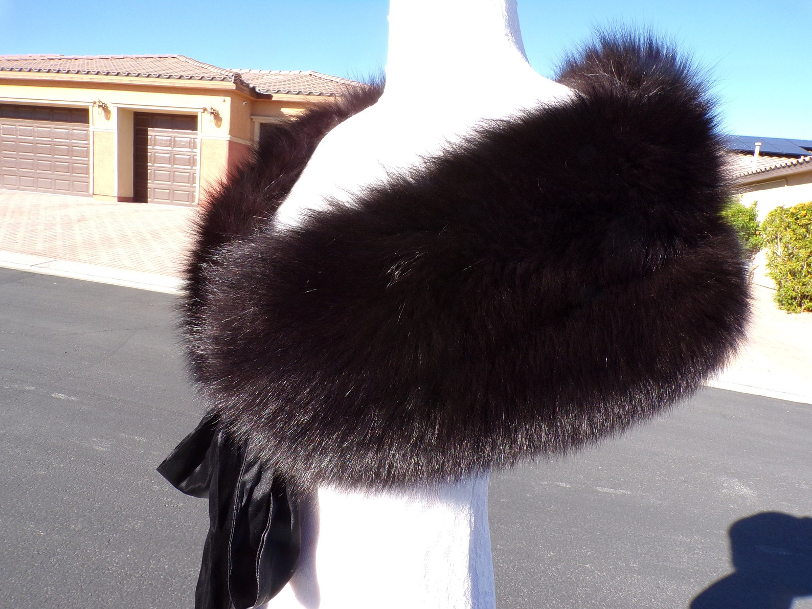 S/M 6-12 Real FOX Fur Stole Stoll Shawl Wrap,tie Closure, Fox Fur, Dyed ...