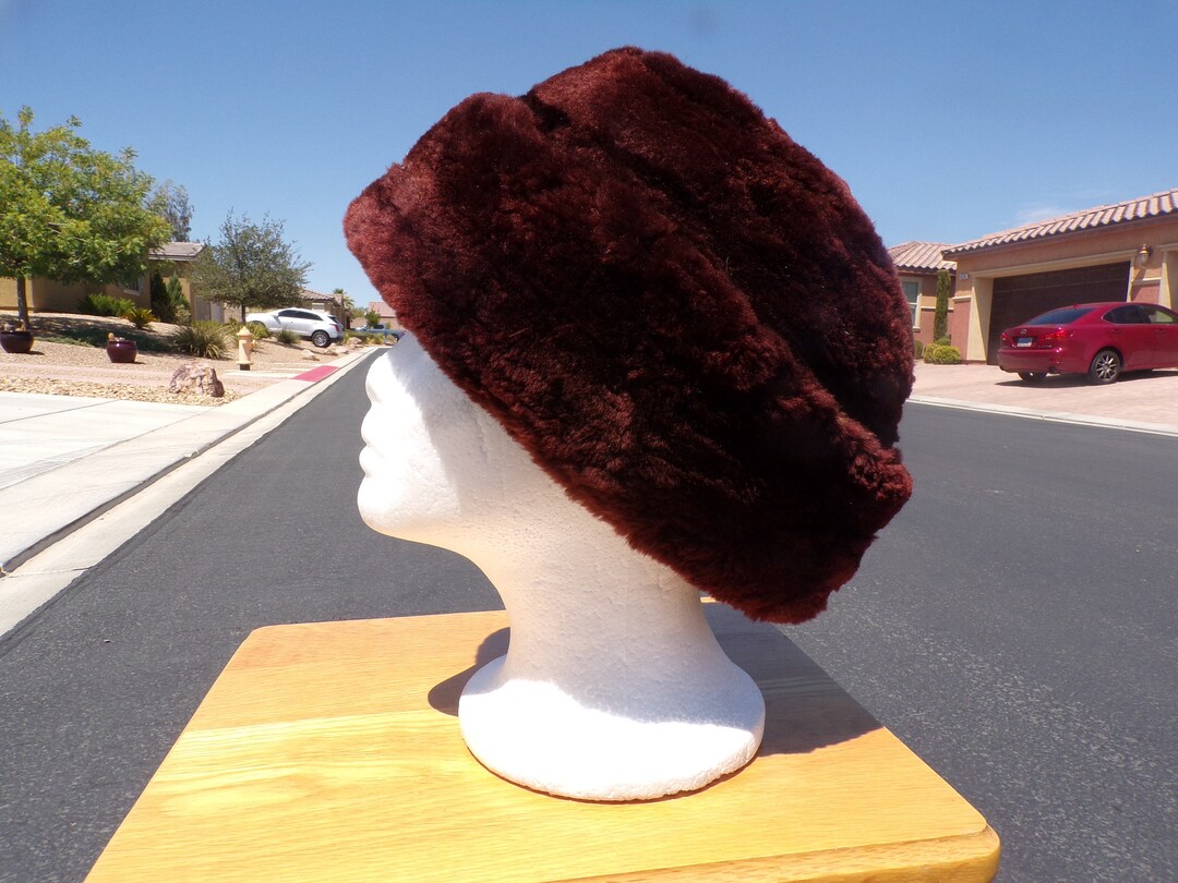 24" Real Sheared BEAVER FUR Hat (mens XL, 7 5/8, 61), Brown, Men's ...