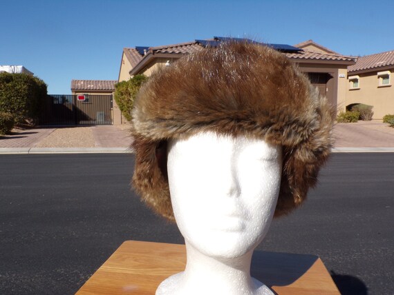 24" real MUSKRAT FUR hat, unisex fur hat, Ushanka Rus… - Gem
