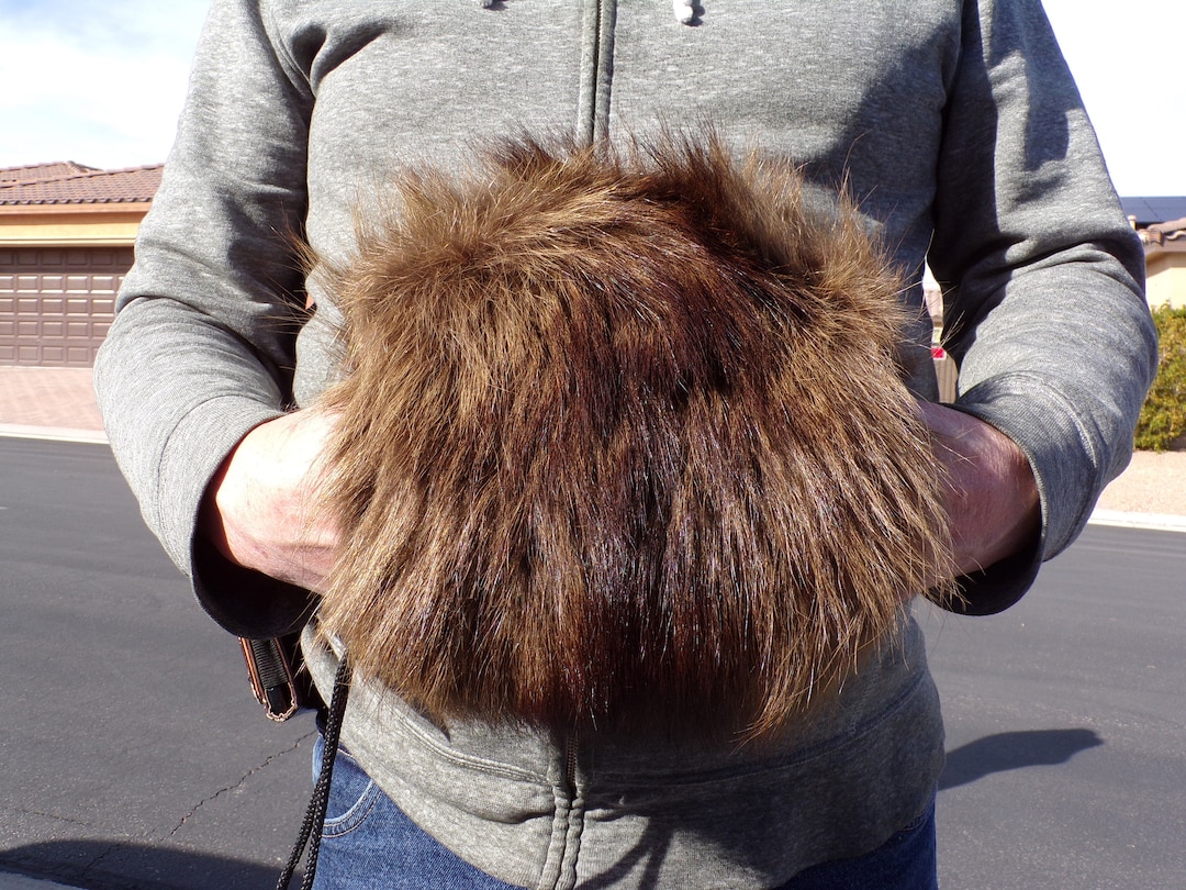 ADULT (sm) RACCOON Fur Muff, Brown/black Real Fur Hand Muff W Wrist ...