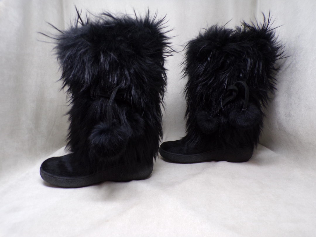 Wm 7 Real GOAT Fur Boots, by Pajar, High Quality, BLACK, Apres Ski ...