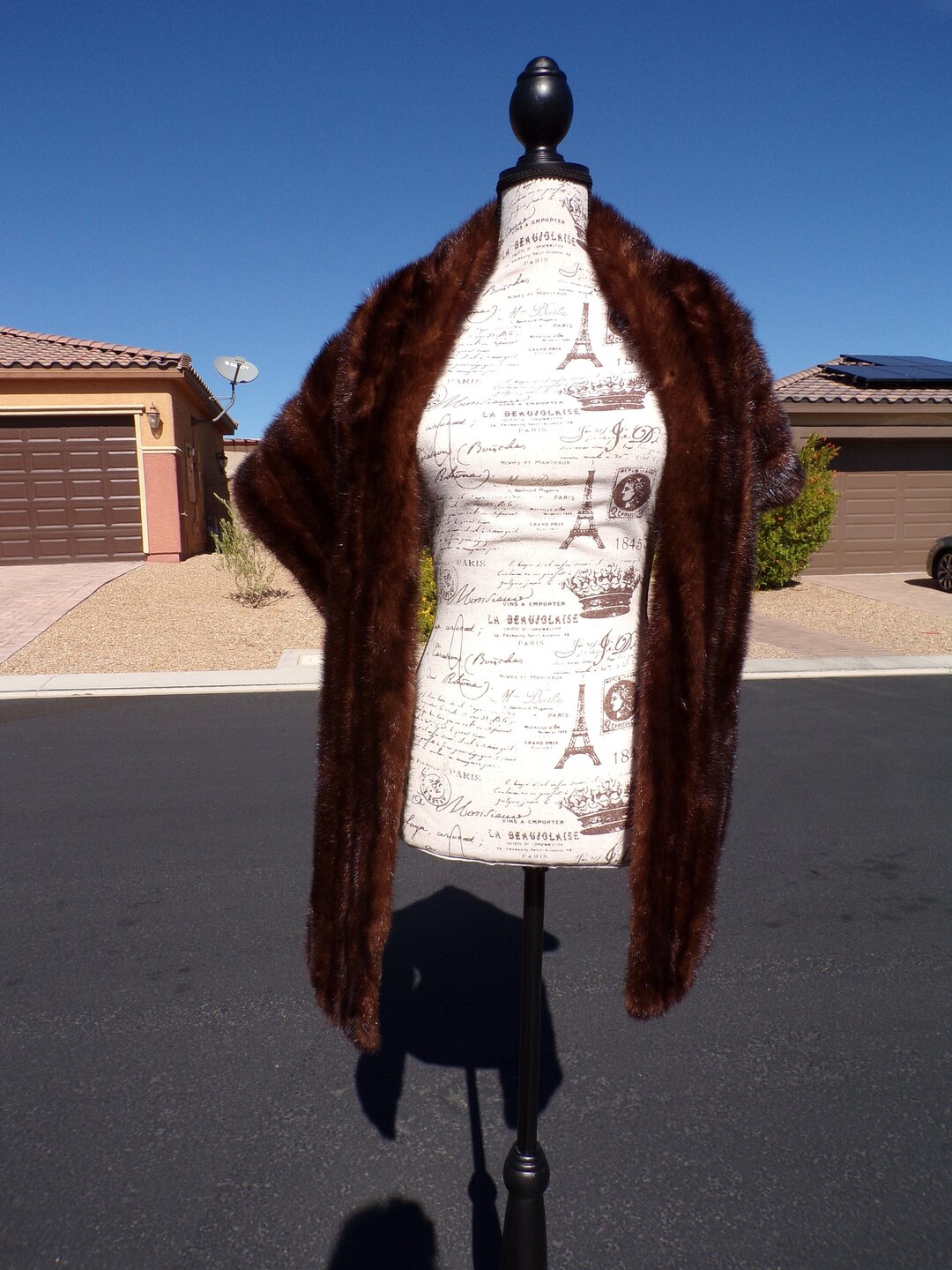 Os-flat, Real MINK FUR Stole Stoll Shawl Wrap, Mink Fur in Dark Brown ...