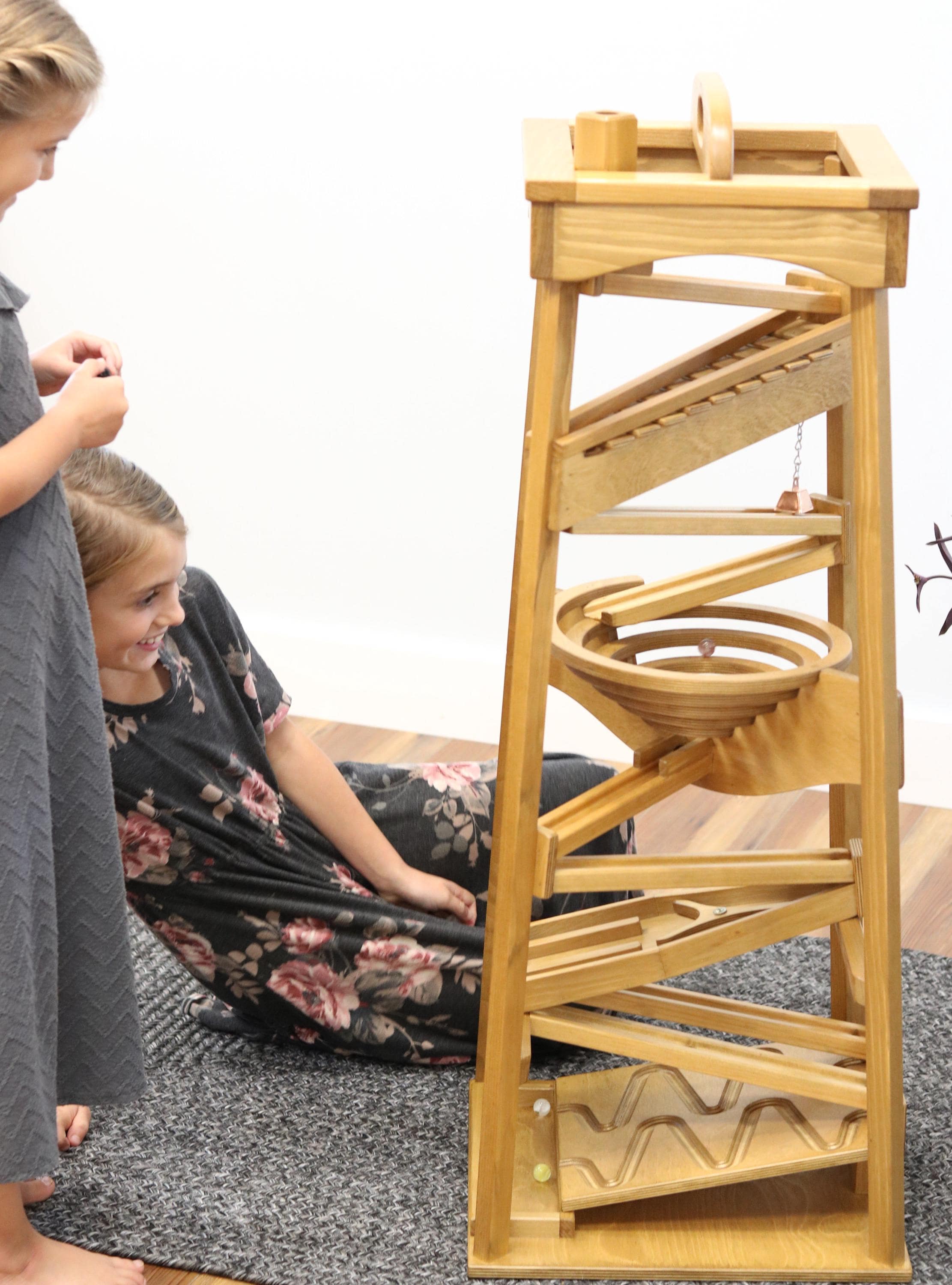 Amishtoybox.com Pyramid Marble Tower Run Wooden Toy - 39" High - Pack ...