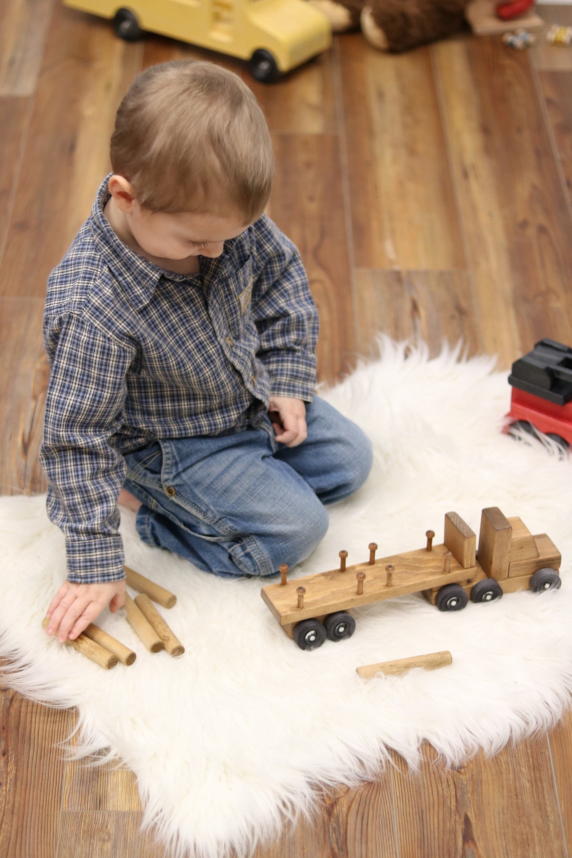 Wooden Log Truck Toy, Kid-safe Finish, Amish-made - Etsy