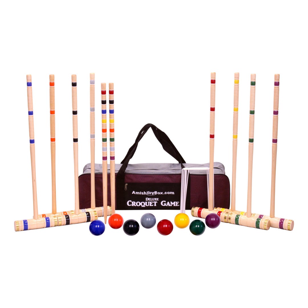 Amishtoybox.com Deluxe 8-player Croquet Game Set With Duffle Carry Bag ...