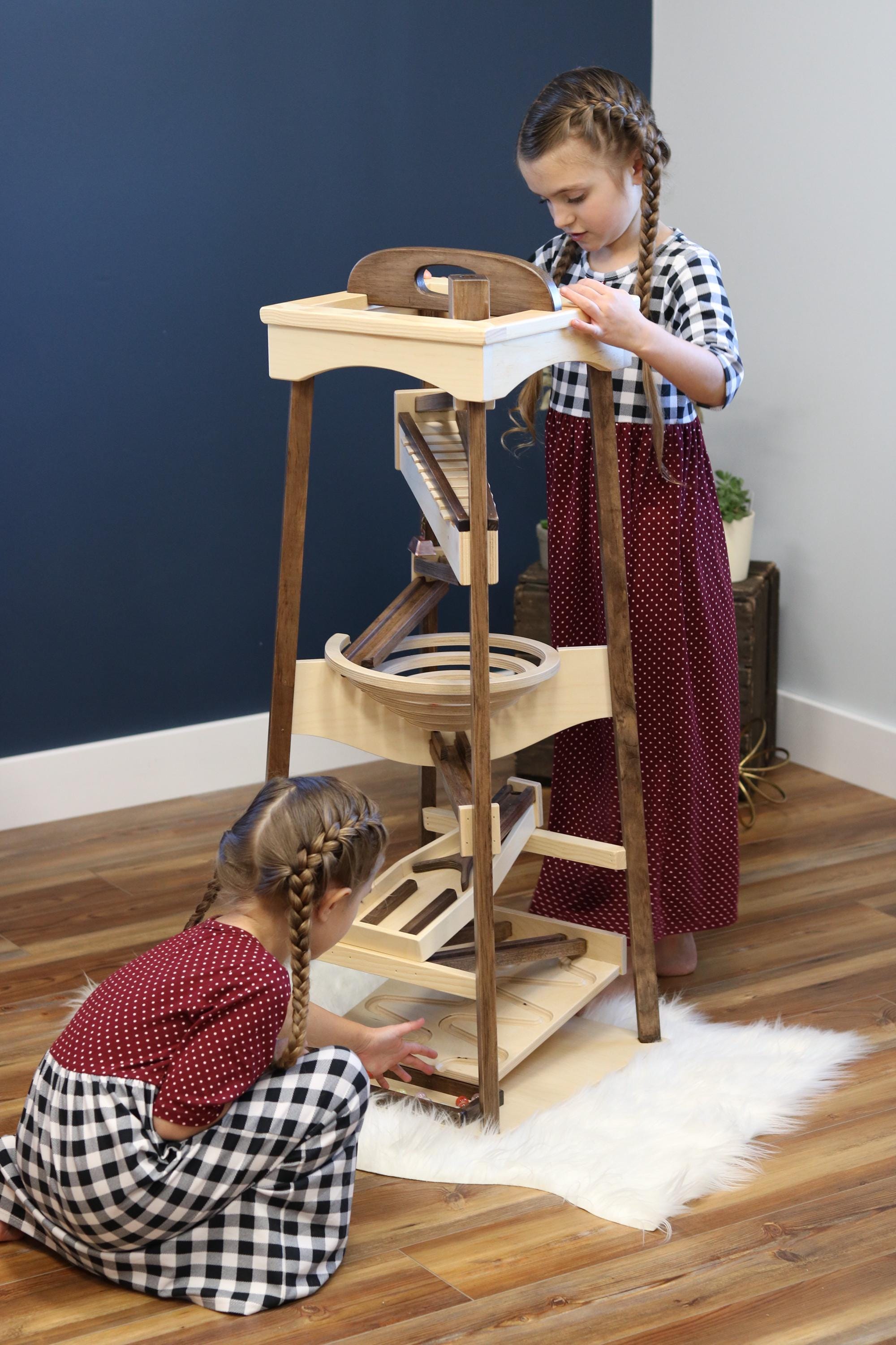 Amish-made Pyramid Marble Tower Run Wooden Toy - 39" High - Pack of ...
