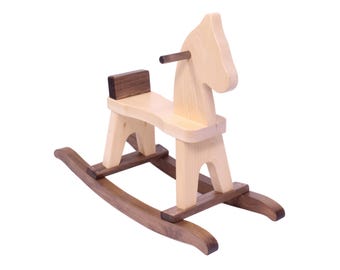 Wooden Unicorn Rocking Horse for Toddler Montessori Rocker Ride on Toy ...