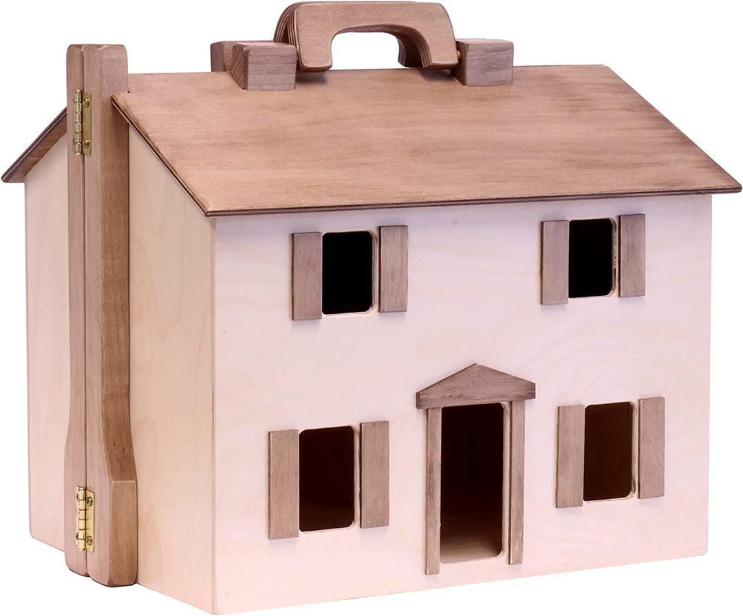 Amishtoybox.com Wooden Doll House Toy With 16 Piece Doll-house ...