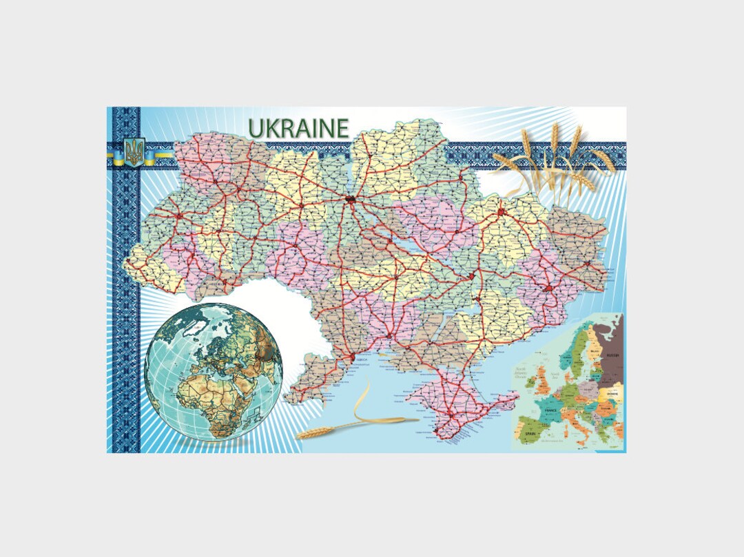 Ukraine Map Wall Decor Large Political Administrative Map of Ukraine ...