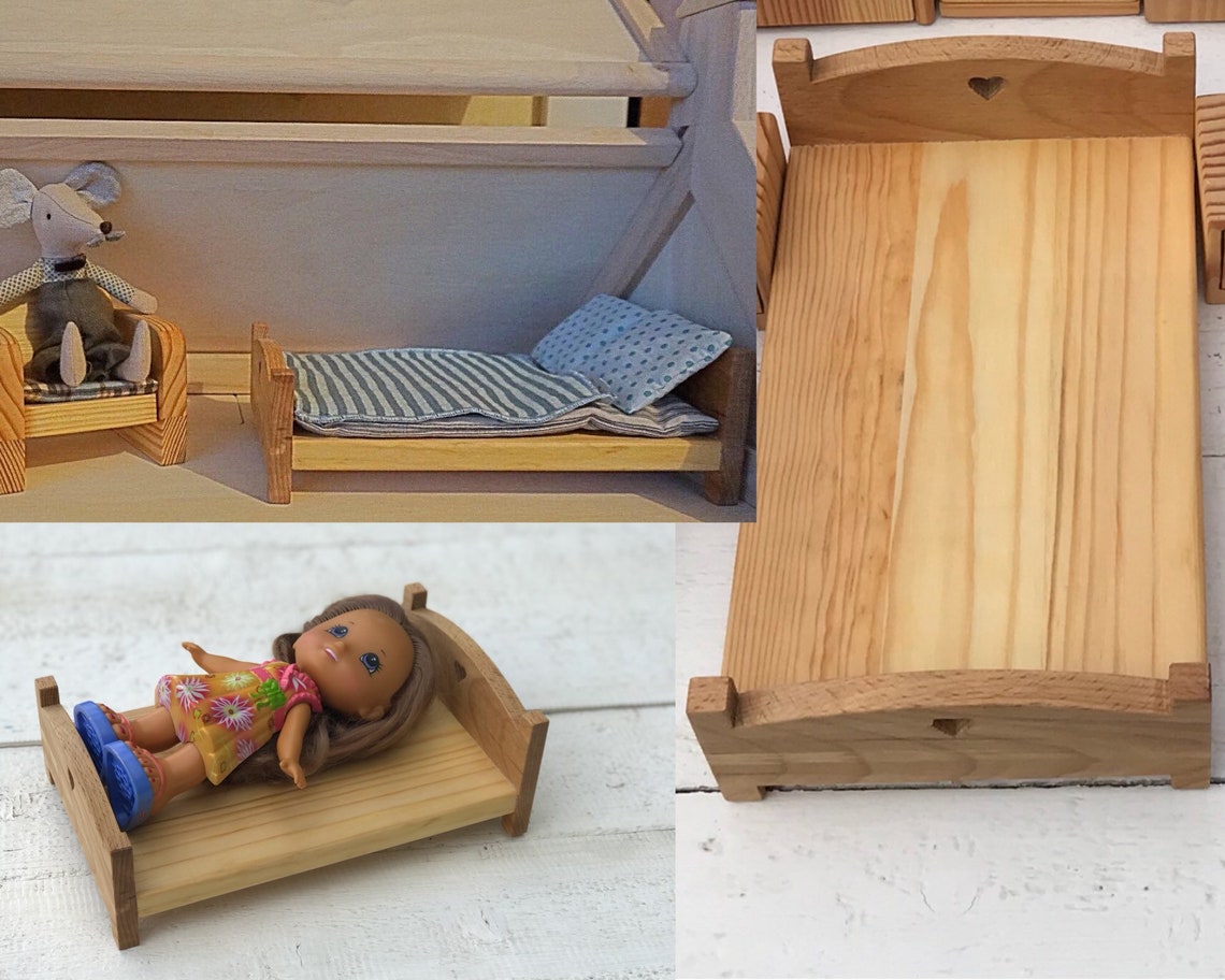 Wooden Toy Bed Queen Bed Toy 1/12 Scale Birthday Gift for - Etsy