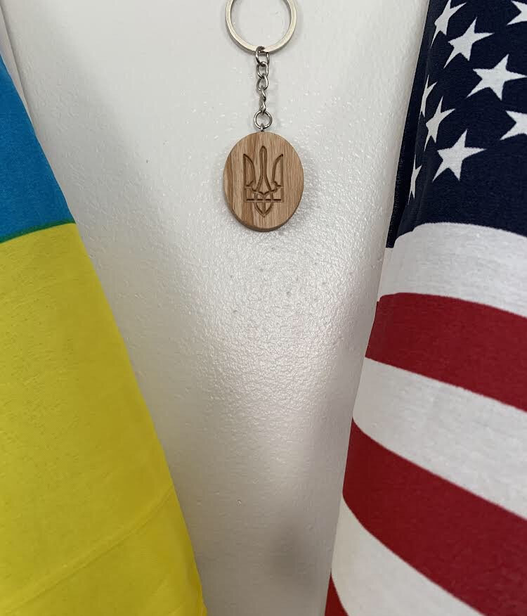 Pray for Ukrainian Trident Keychain Wooden Keychains Freedom | Etsy