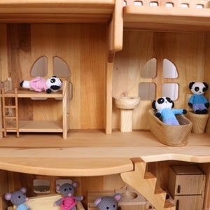 Dolls Dollhouse Animals Panda Dolls Amigurumi Panda Family Mom Dad Son ...