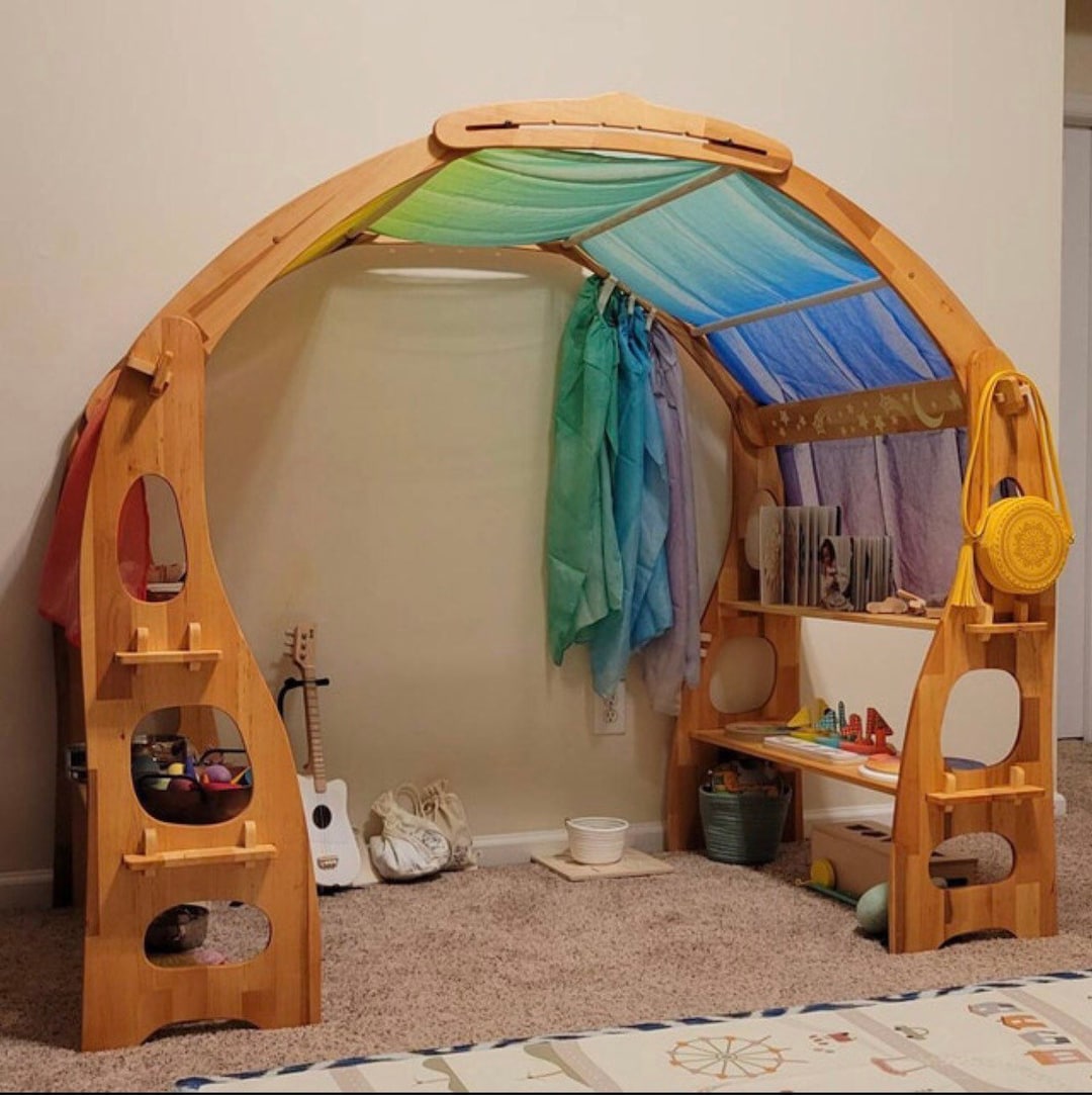 Wooden Waldorf Playstand Kids Play Gym 1st Birthday Christmas Gift Play ...