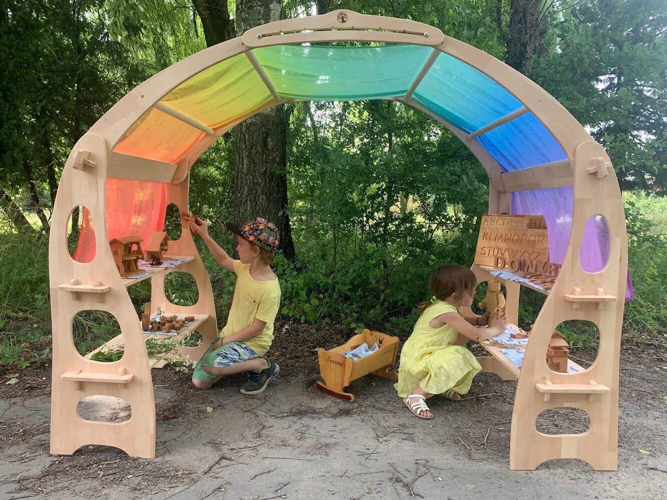 Rainbow fabric Large Playstand Canopy Rainbow Striped Scarf | Etsy
