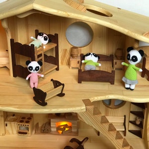 Dolls Dollhouse Animals Panda Dolls Amigurumi Panda Family Mom Dad Son ...