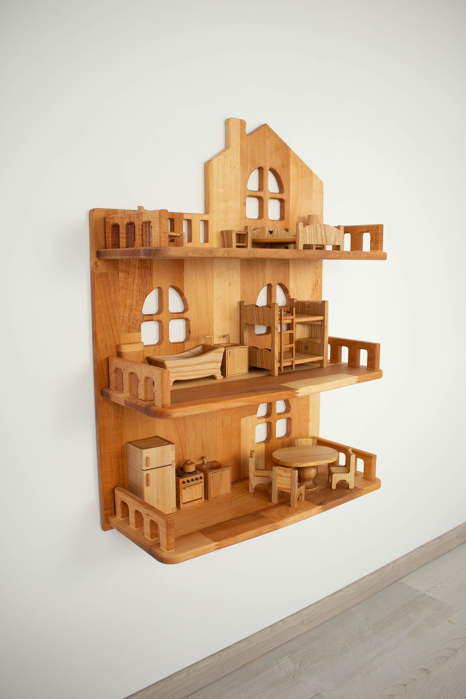 Waldorf Wooden Dollhouse Wall Shelf 1st Birthday Gift - Etsy