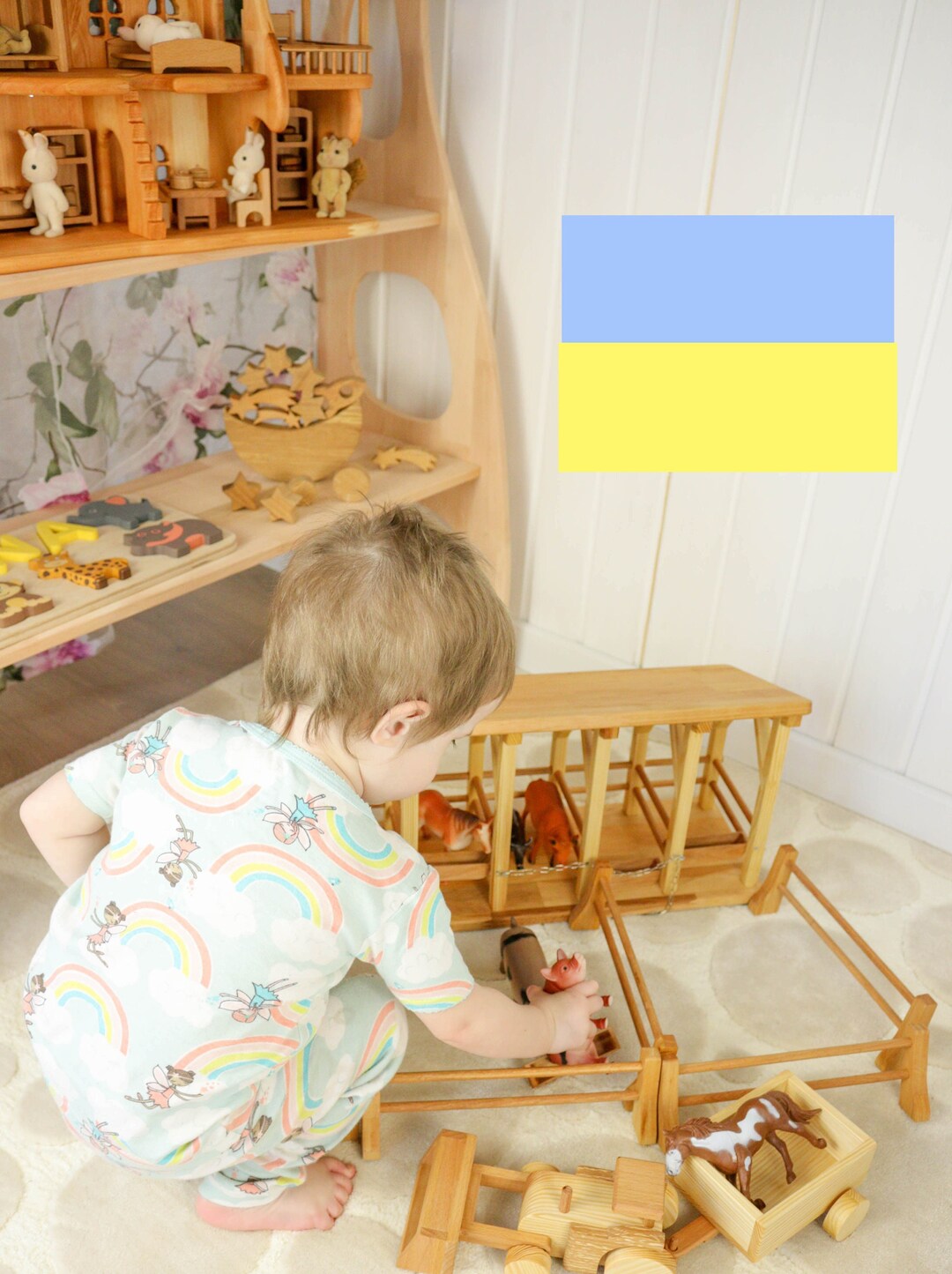 Barn Toy Wooden Farm Set Сhristmas Baby Birthday Gift for Kid Wooden ...