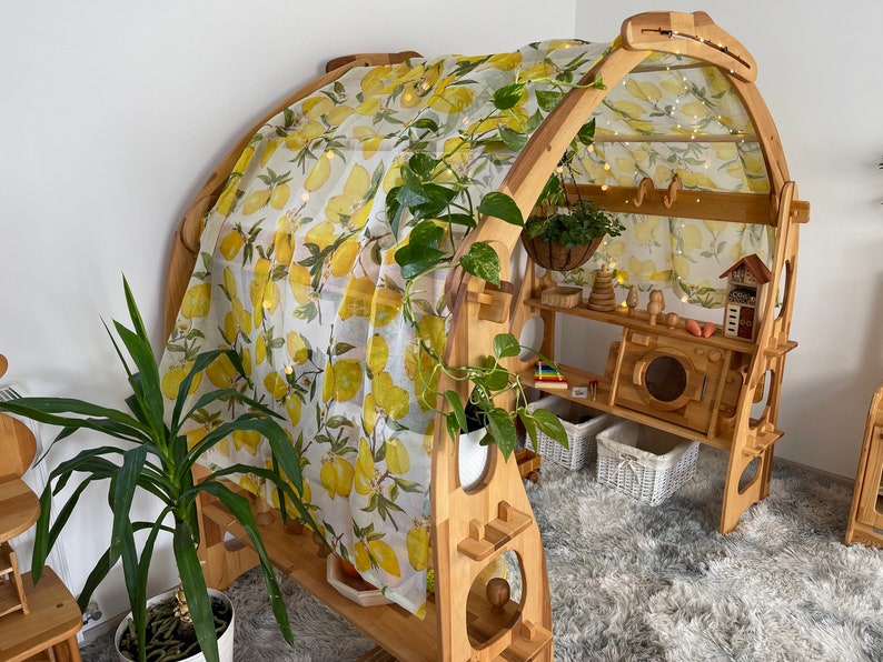 Waldorf Fabric Yellow Lemon Summer Leaves Canopy for Playstands Kids ...