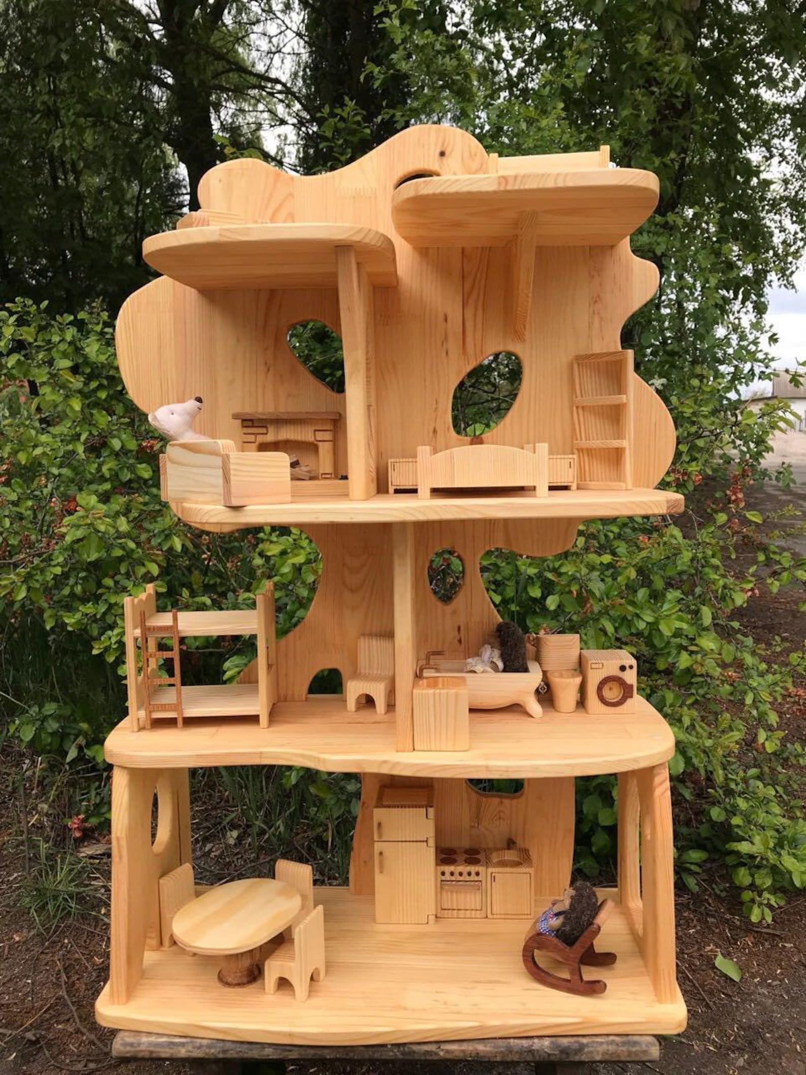 Wooden Dollhouse in a Shape of a Tree Dollhouse 1st Birthay - Etsy