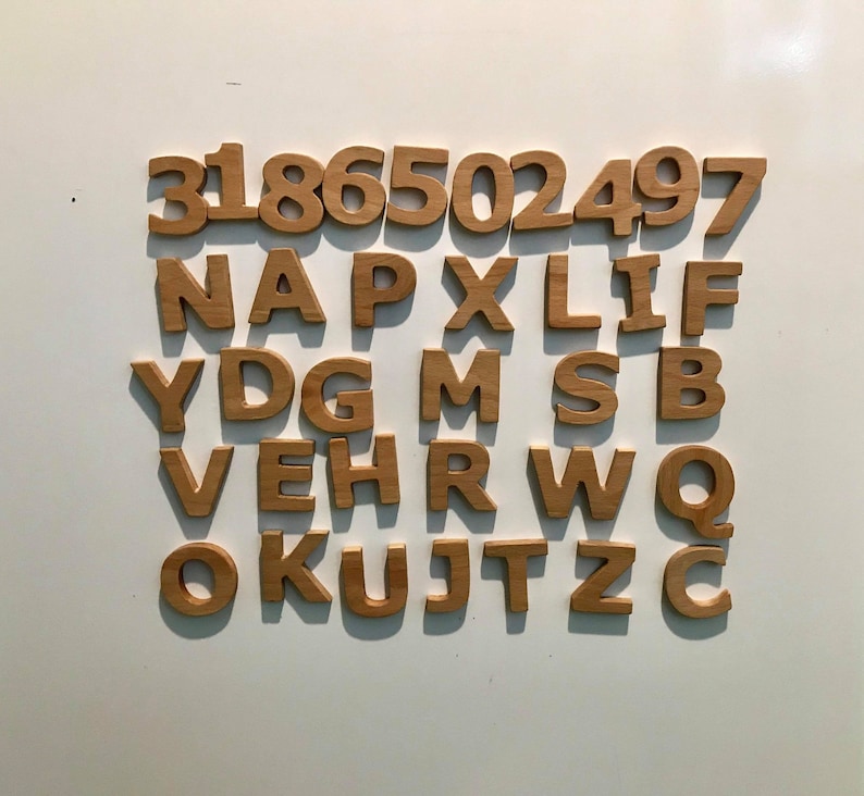 Wooden Numbers and Letters Height 4.3cm/1.7inches Educational | Etsy