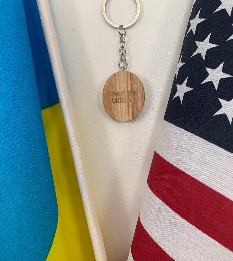 Pray for Ukrainian Trident Keychain Wooden Keychains Freedom | Etsy