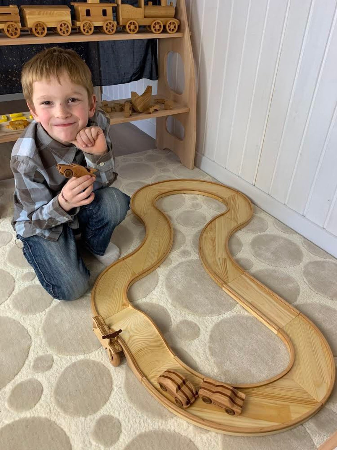 Wooden car track Track for Racing Wooden eco toy Montessori | Etsy