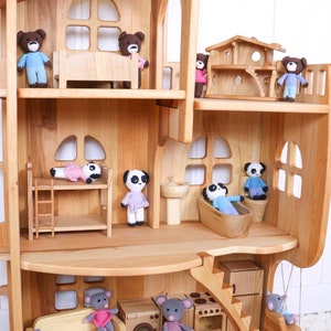 Dolls Dollhouse Animals Panda Dolls Amigurumi Panda Family Mom Dad Son ...