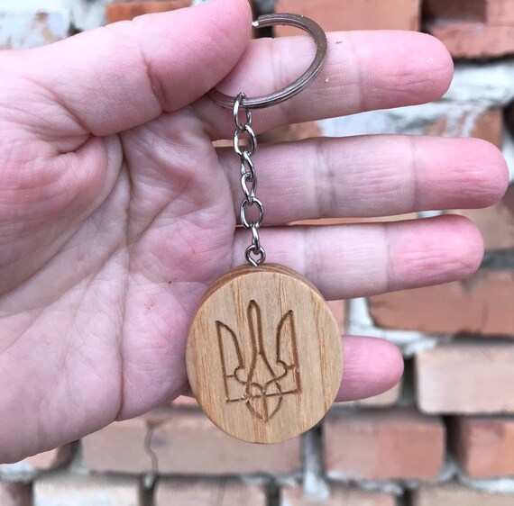 Pray for Ukrainian Trident Keychain Wooden Keychains Freedom | Etsy