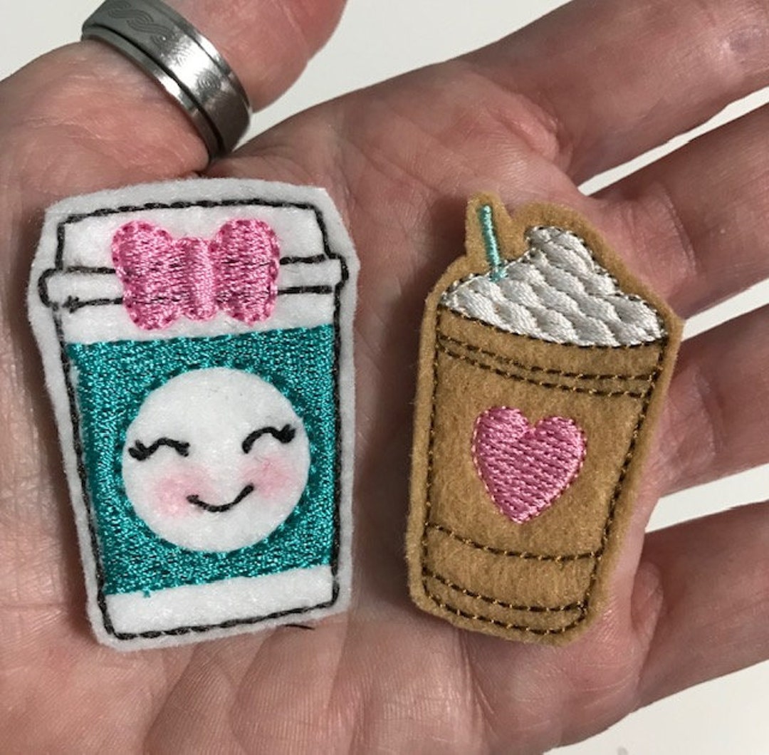 Felties -pair of Coffee Theme/planner Clip/ Simple Feltie/ Bow Center ...