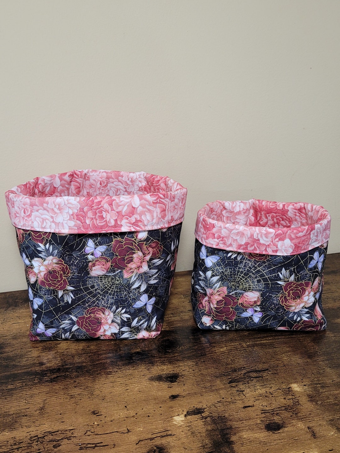 Goth Halloween Fabric Basket, Organizer Basket, Reversible Fabric Bag ...