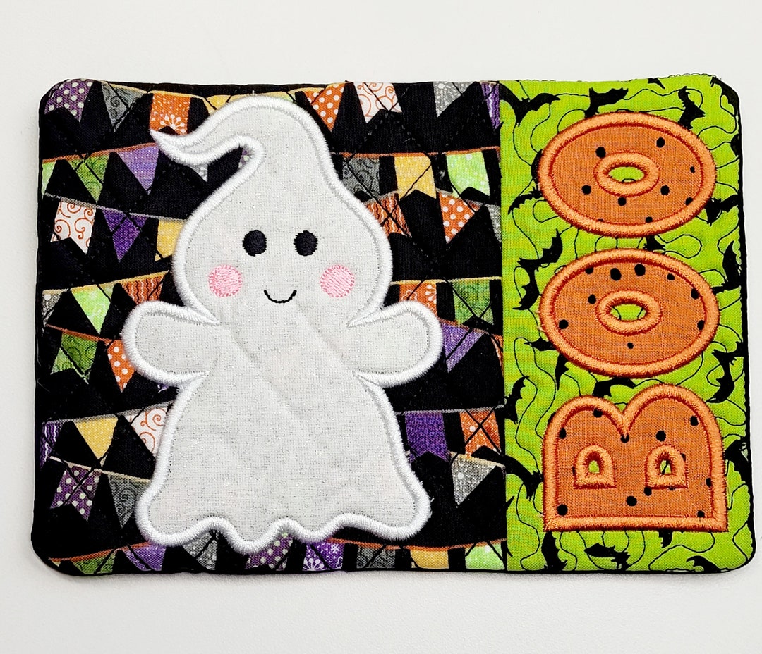 Ghost BOO MUG RUG, Mug Mat, Coaster, Drink Mat, Candle Mat, Halloween ...