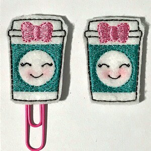 Felties -pair of Coffee Theme/planner Clip/ Simple Feltie/ Bow Center ...
