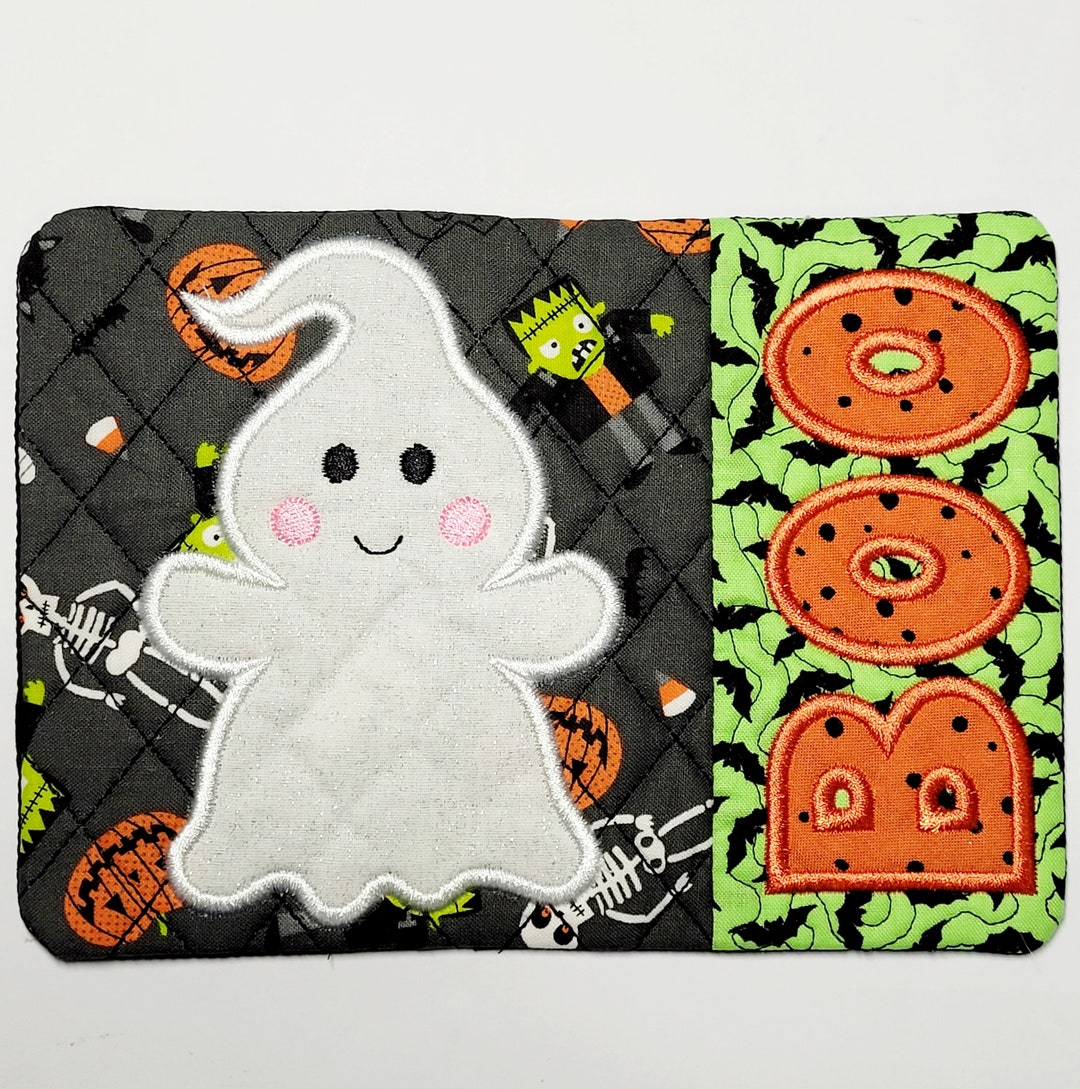 Ghost BOO MUG RUG, Mug Mat, Coaster, Drink Mat, Candle Mat, Halloween ...