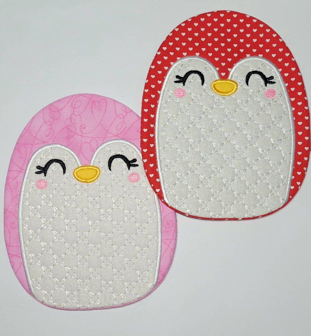 Valentine Penguin MUG RUG, Mug Mat, Coaster, Candle Mat - Etsy