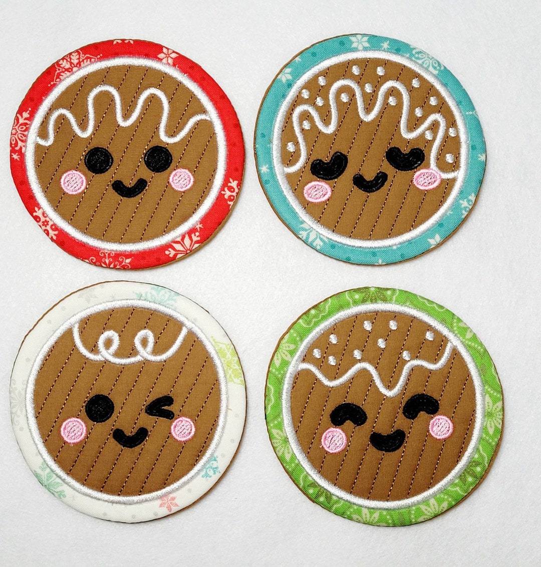 Gingerbread Cookies - Set of 4 Quilted Coasters - Etsy