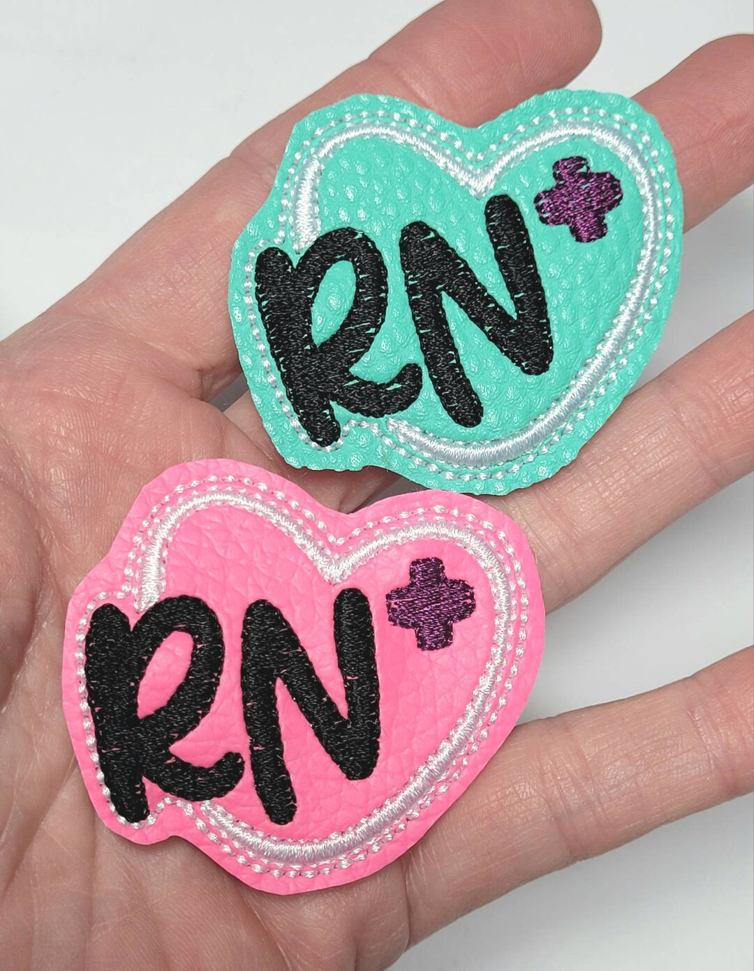 RN Heart Feltie Pairs- Pair of NURSE Theme Felties, Medical Felties - Etsy