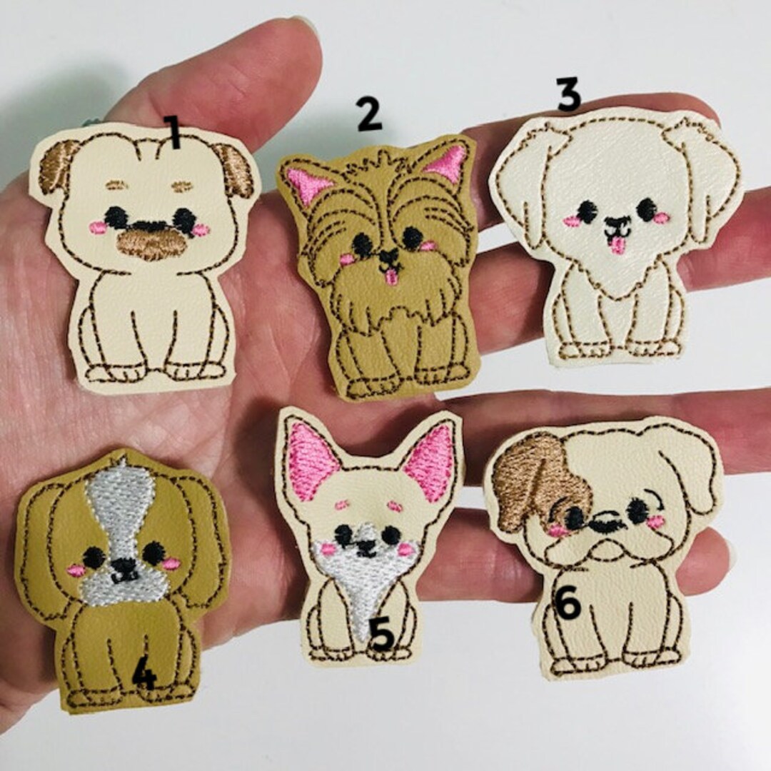 Dog Feltie Pair, Dog Lover, for Badge Reel, Simple Feltie, Bow Center ...