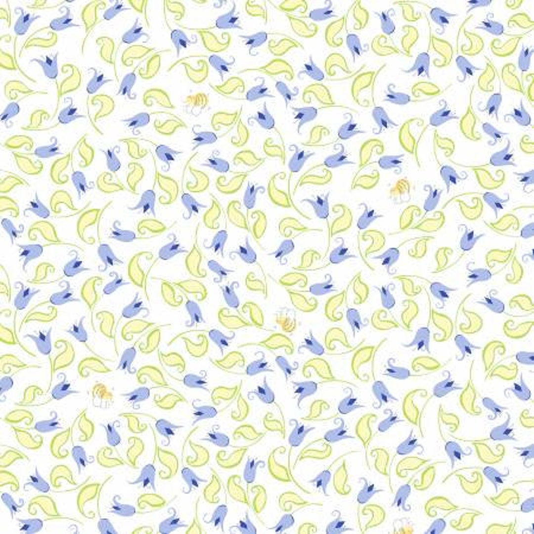 White Bird's Buddies Lilac Mini Tulips & Bees Fabric Yardage, Susybee ...