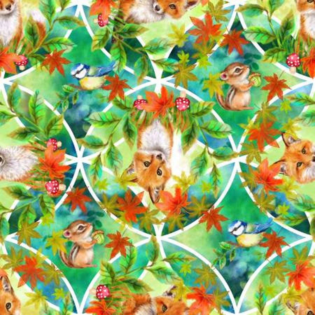 Auburn Fox Green Patchwork Fabric Yardage, Kayomi Harai , Studio E ...