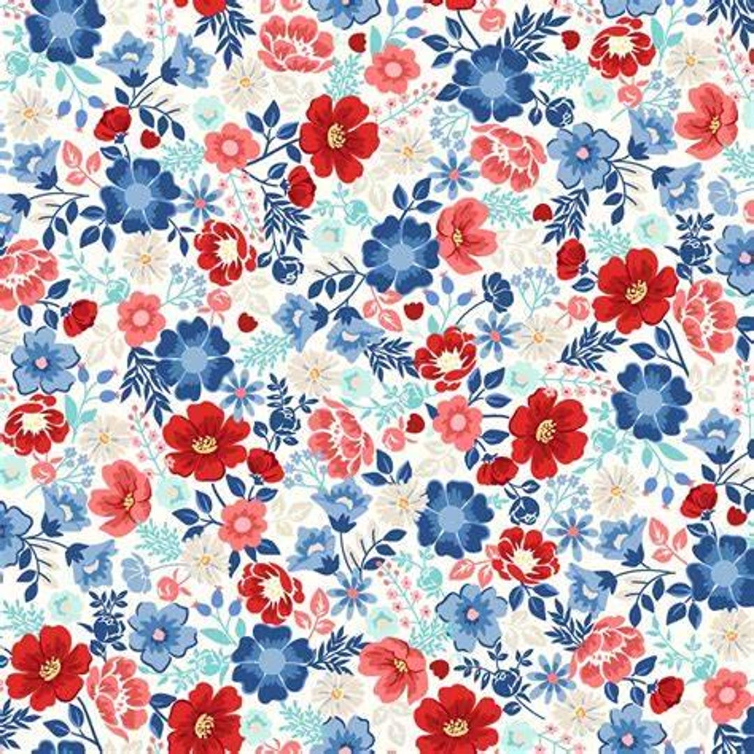 Star Spangled Beauty Soft White Flower Parade Fabric Yardage ...
