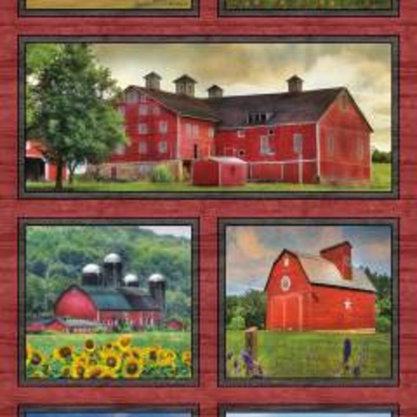 Cotton Panels With Barns Fabric - Etsy