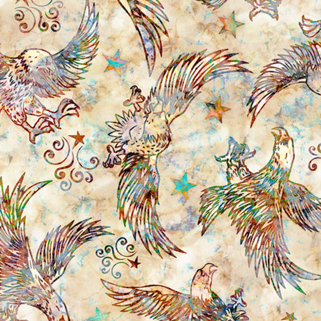 Liberty, Glory, Freedom Cream Eagle Toss Fabric Yardage, Dan Morris ...