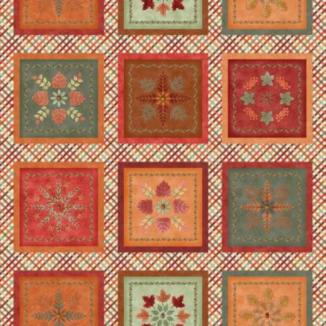 Hello Autumn Multi Running Blocks Fabric Panel, Monique Jacobs, Maywood ...
