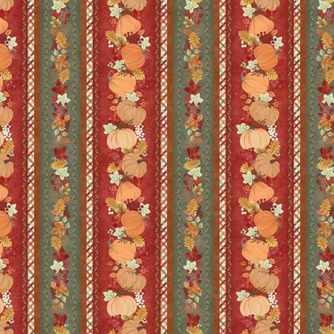 Hello Autumn Multi Border Stripe Fabric Yardage, Monique Jacobs ...