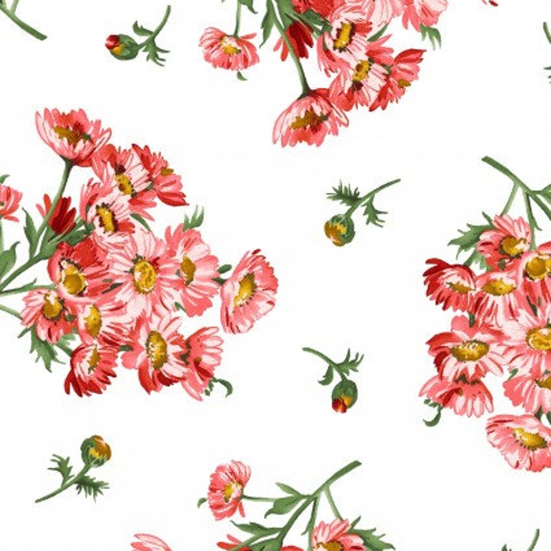 Prose Ultra White Daisy Bouquets Fabric Yardage, Maywood Studio, Cotton ...