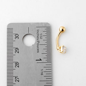 Diamond Round Solitaire Belly Ring Solid Gold 14k, Body Jewelry, Cz Bod ...