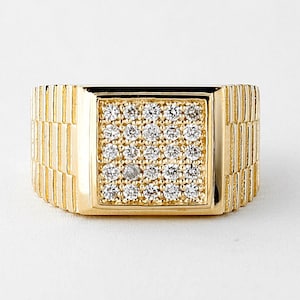 Men's Square Diamond Ring Gold 10k, Men's Big Ring, Men's Jewelry - Etsy
