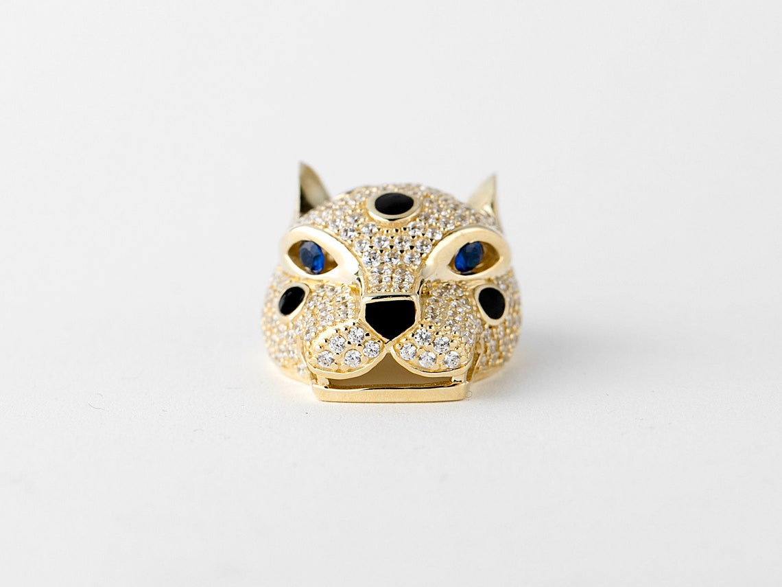 Panther Pendant Gold 10k Diamond Panther Yellow Gold - Etsy