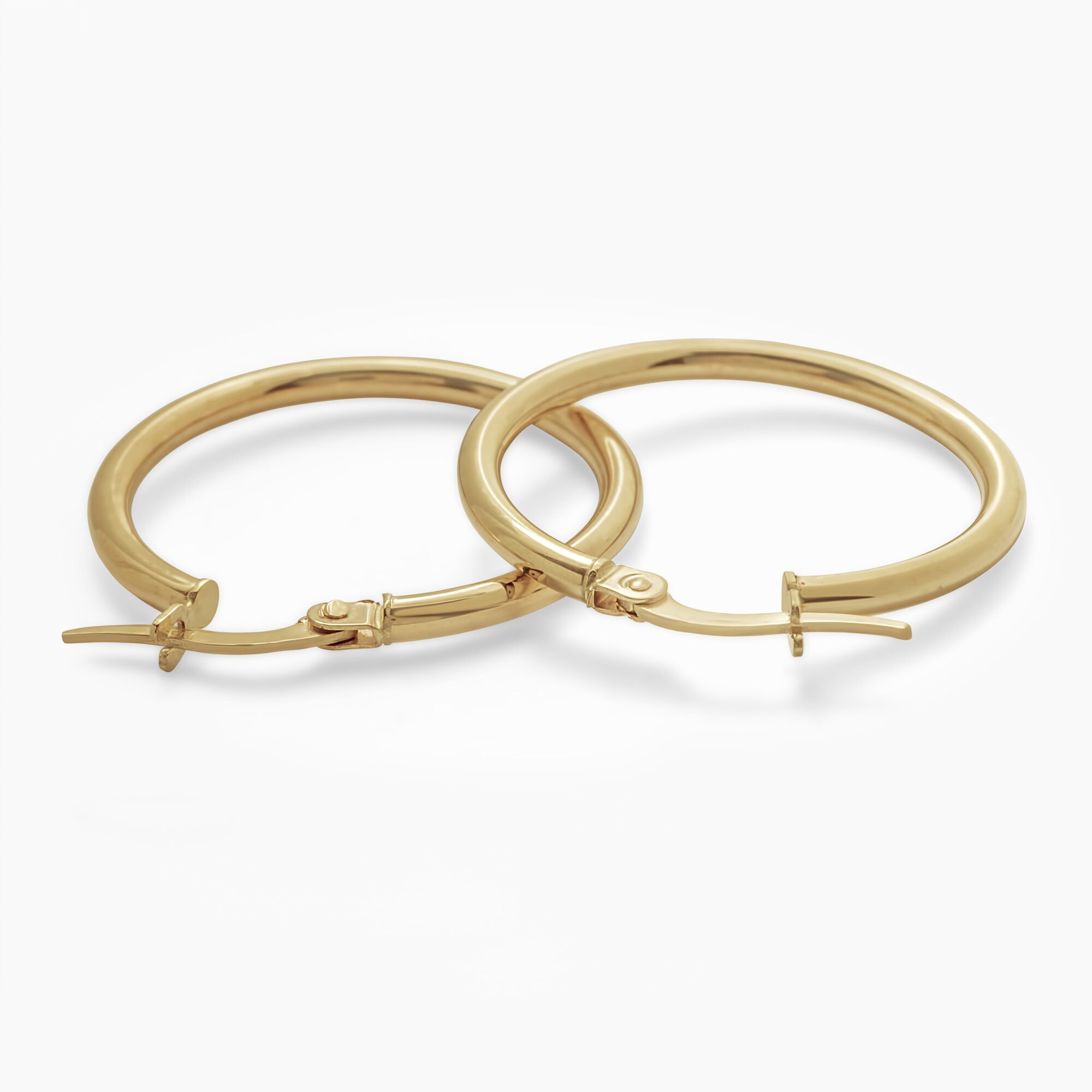 Simple Thin Round Hoop Earrings Big Earrings 10k Yellow | Etsy